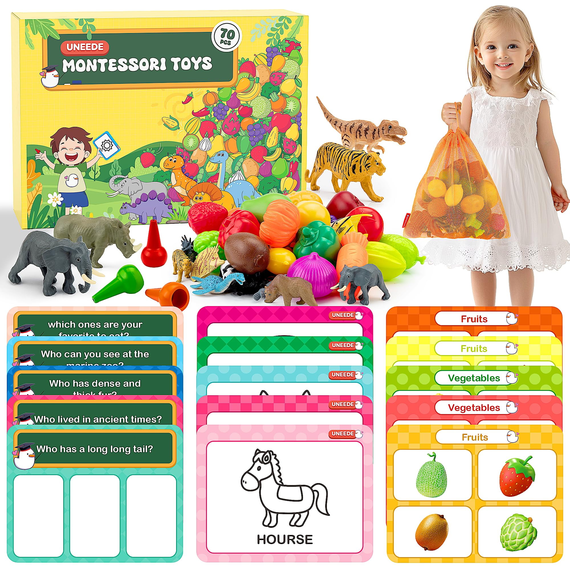 UNEEDE 3-in-1 STEM Sorting Toys Montessori Educational Game 70pcs New ...