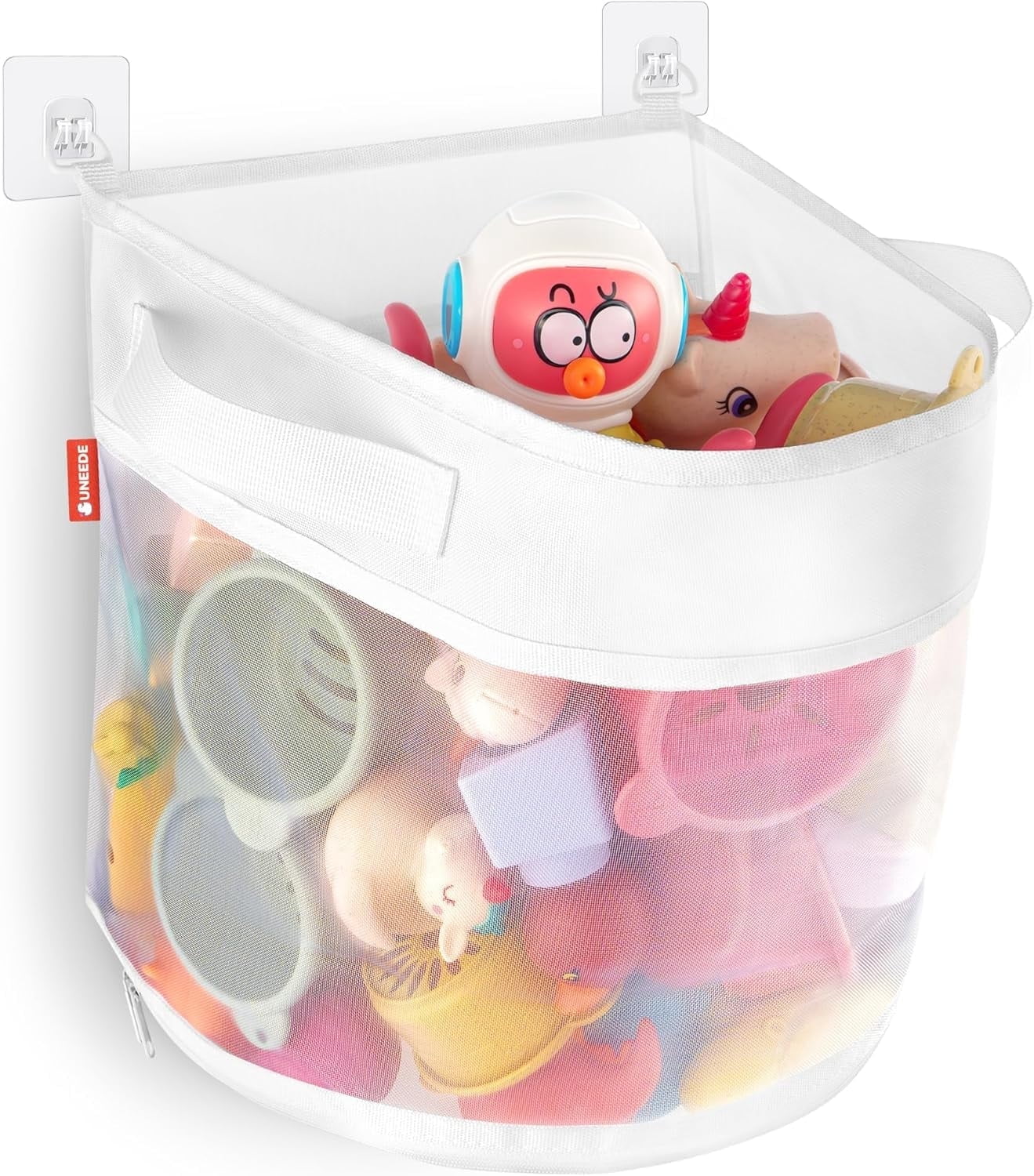 UNEEDE Kids Bathroom Mesh Nylon Zipper Bath Toy Organizer, 4.15-gallon ...