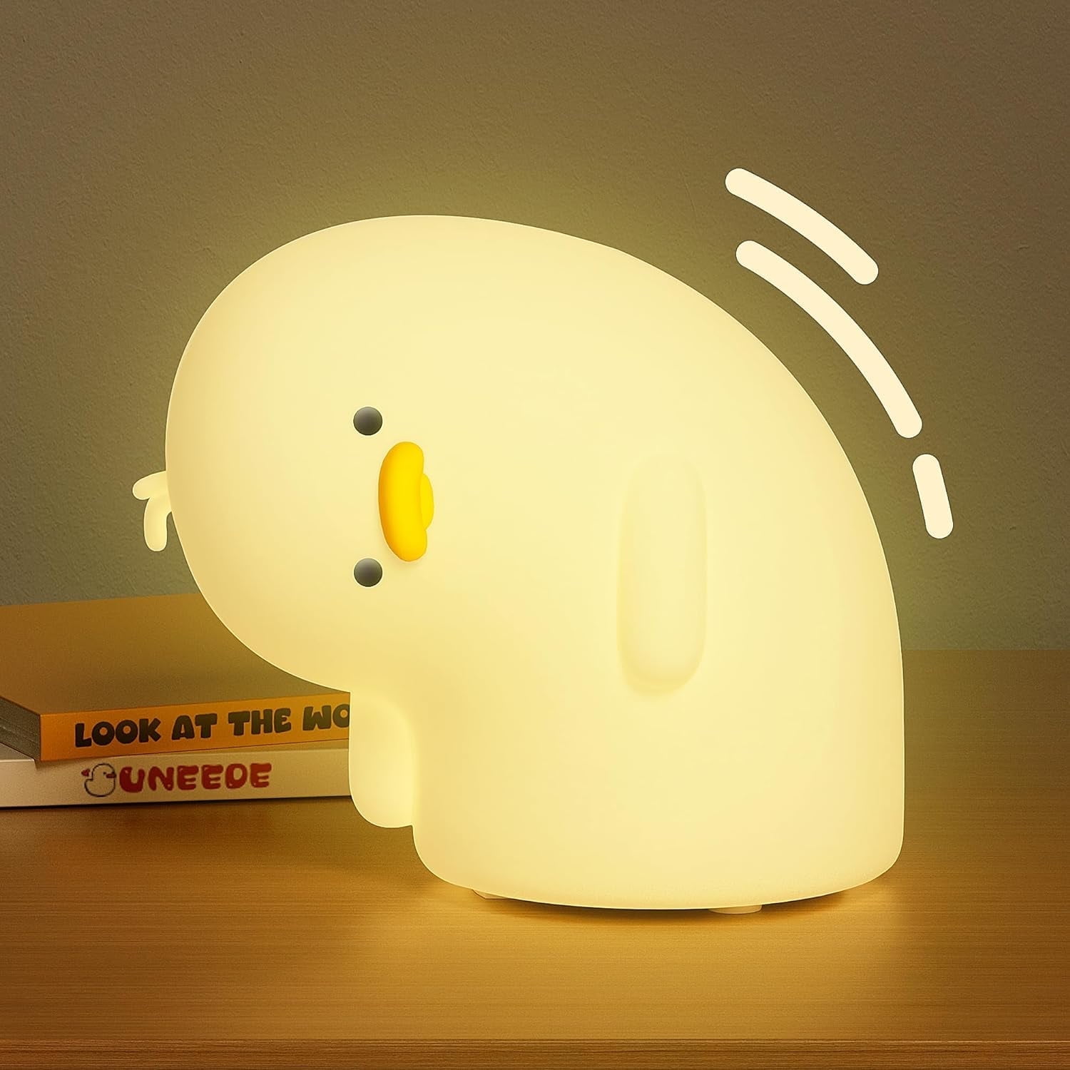 UNEEDE LED Cute Duck Night Light, Why Duck Silicone Nursery Night Light ...