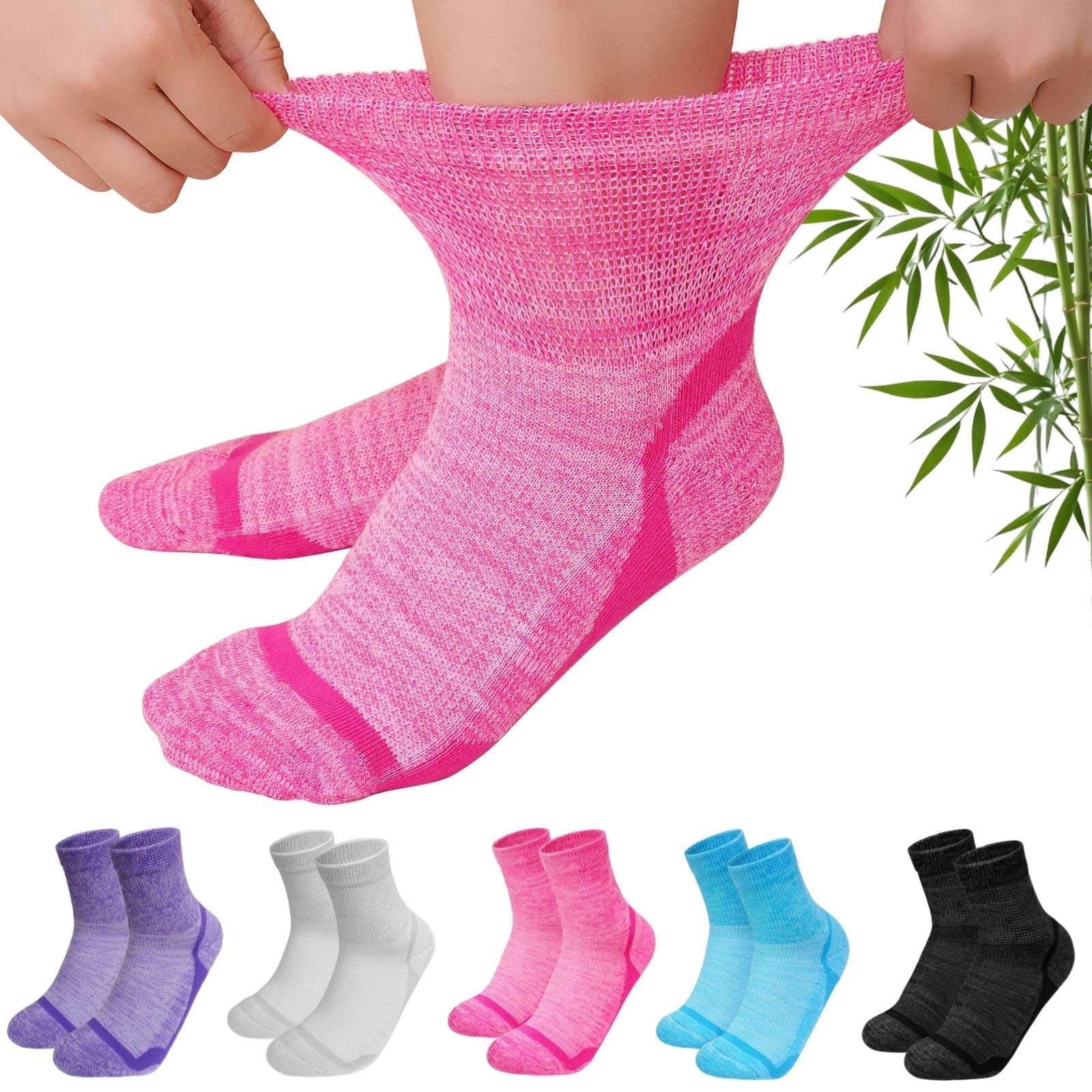 UNEEI Bamboo Viscose Diabetic Socks, Seamless Toe Comfortable Socks for ...