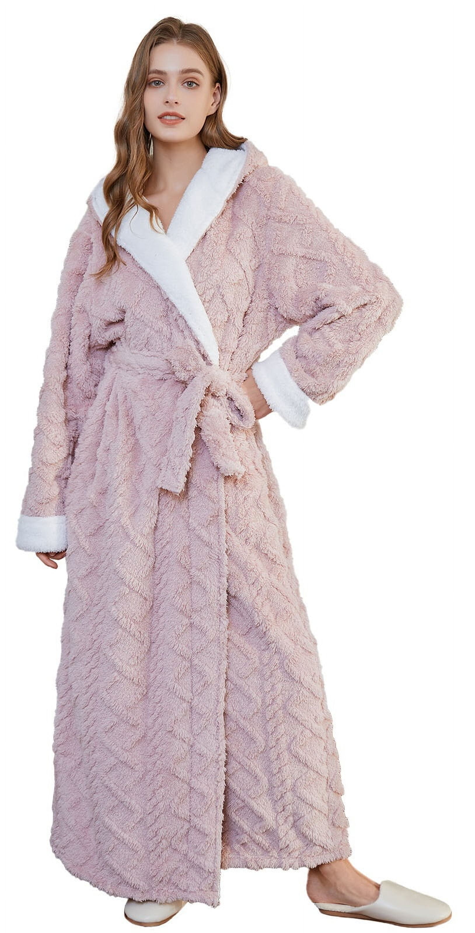 UNEEI Robes for Women Hooded Full-Length Womens Robes Soft Warm Women ...