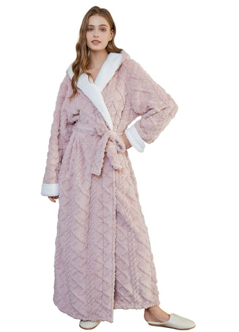 PAVILIA Women Hooded Plush Soft Robe | Fluffy Warm Fleece Sherpa Shaggy Bathrobe (L/XL, Gray ...
