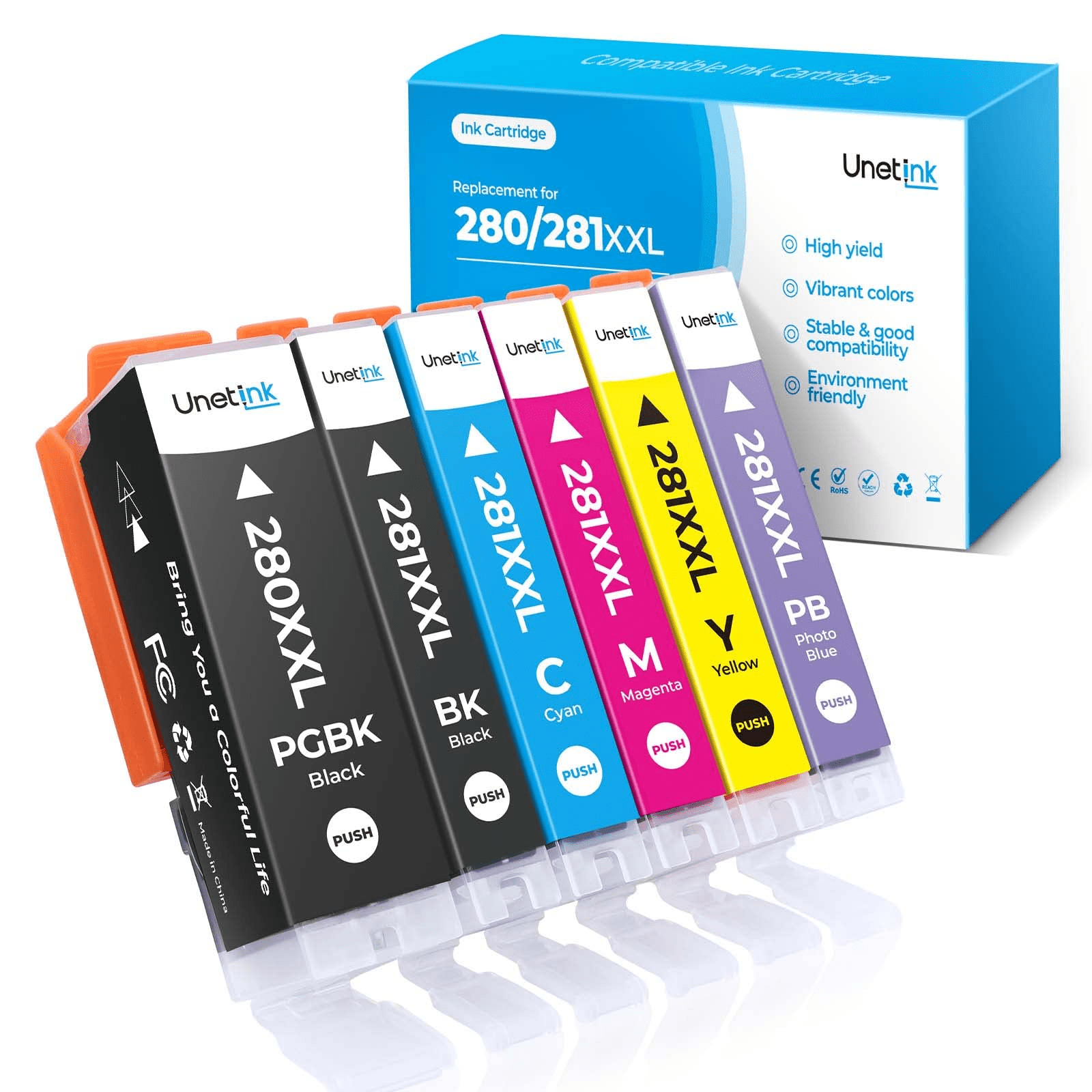 UNETINK Compatible XL Ink Cartridge for Canon PGI-280XXL CLI-281XXL (6 ...