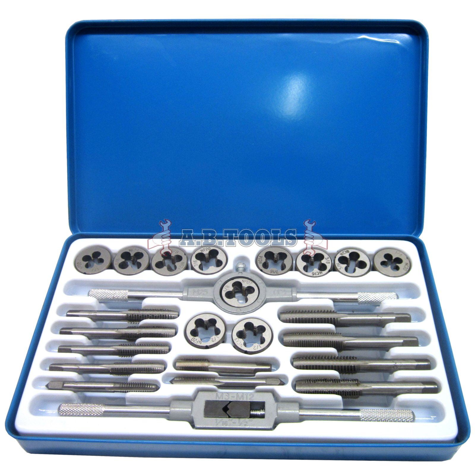 24pc UNF (AF) & UNC Thread Restorer Kit, Tap and Die Set in Metal Case ...