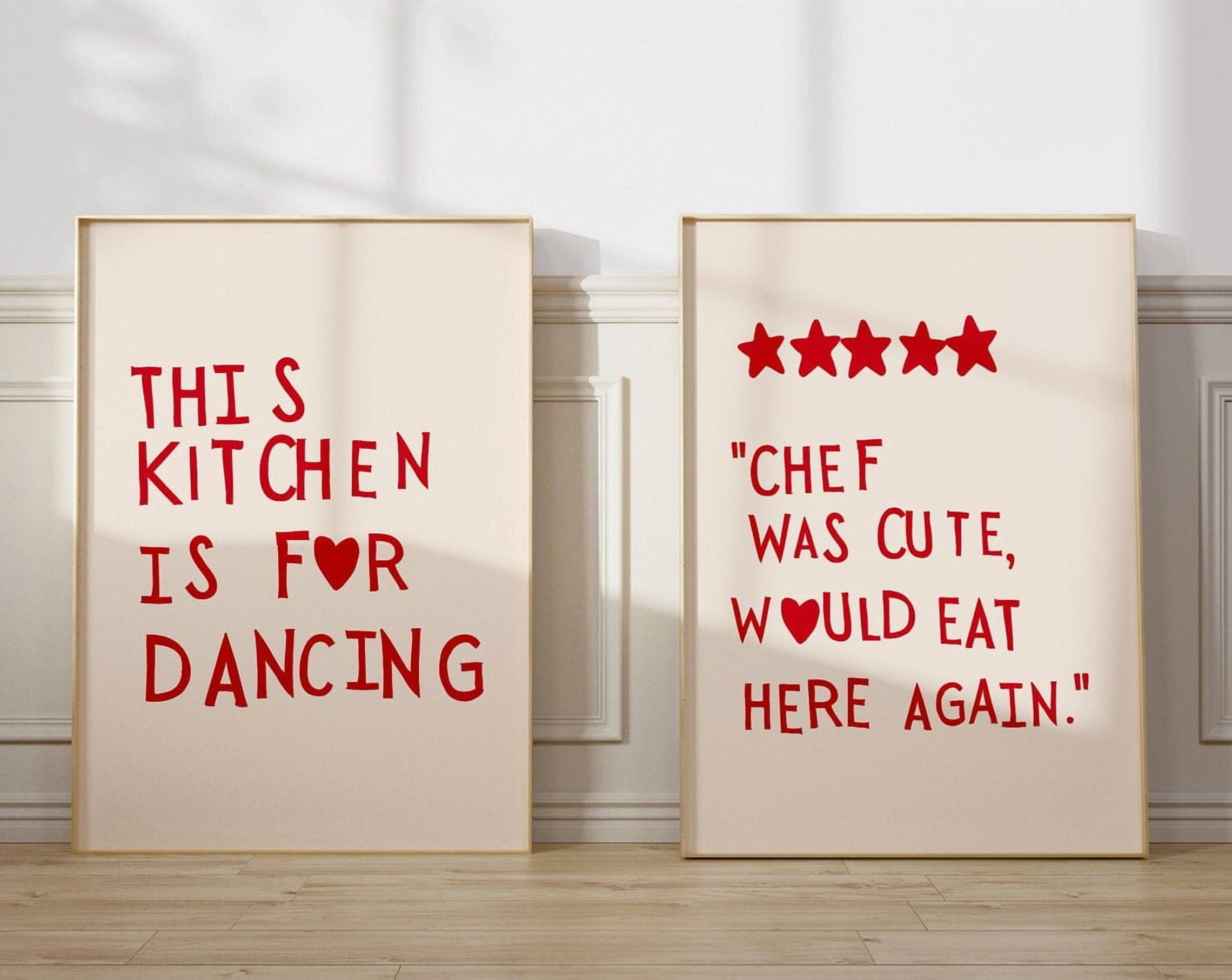 UNFFRAMED Aesthetic Kitchen Decor Cute Cooking Art Kitchen Heart ...