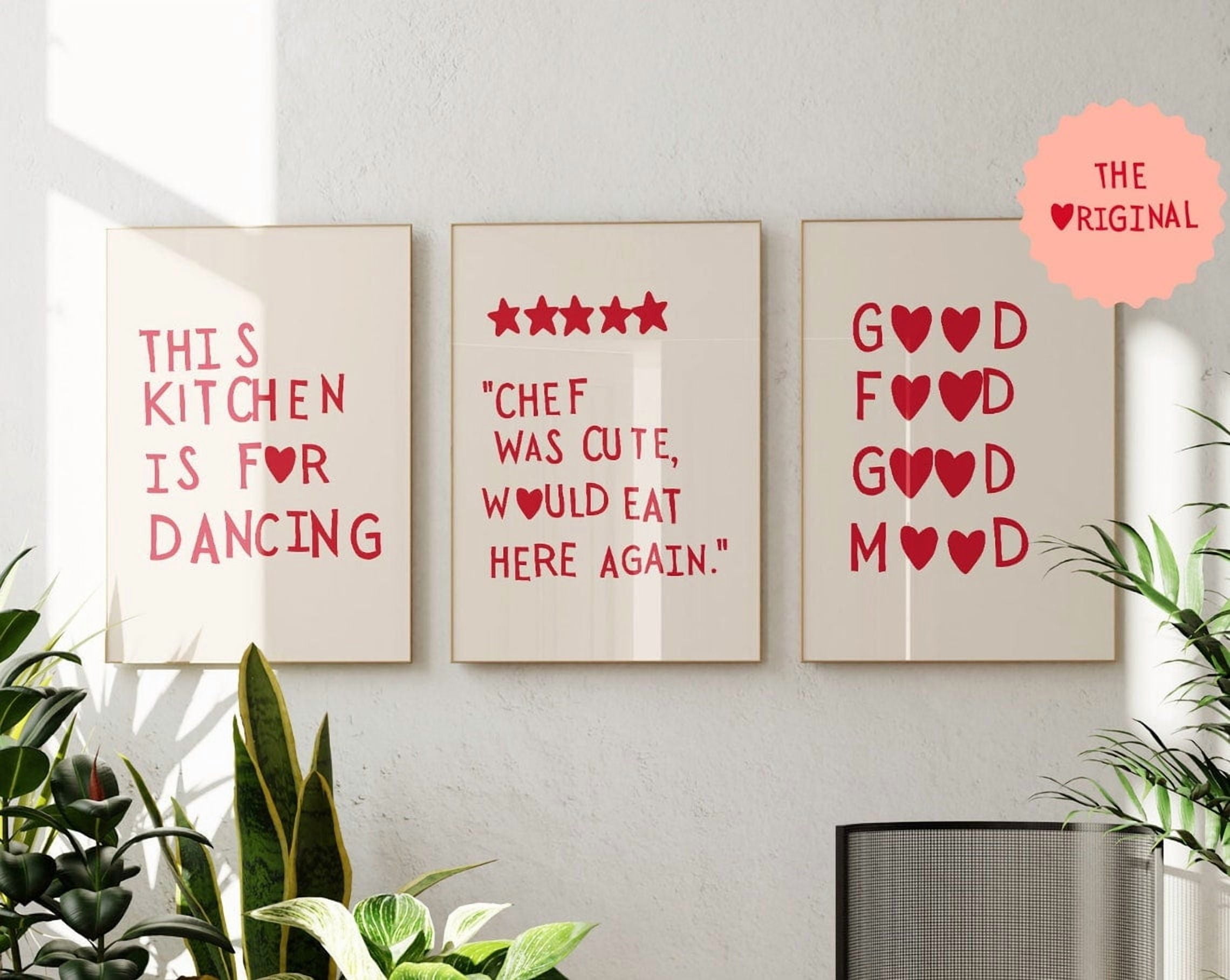 UNFFRAMED Aesthetic Kitchen Decor Heart Posters Trendy Chef Cute ...