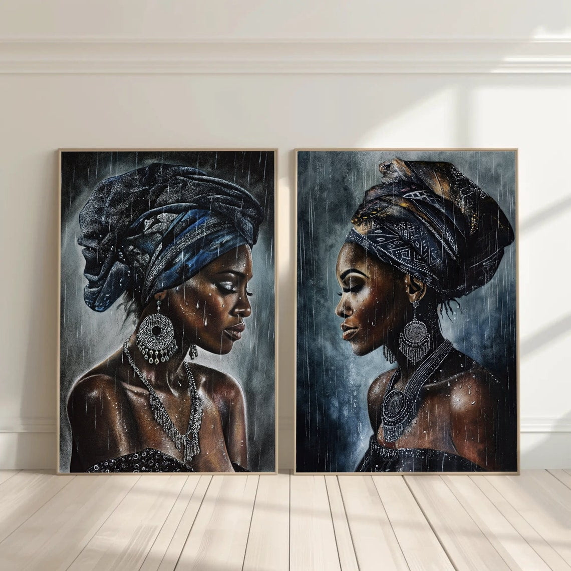 UNFFRAMED African Woman In Rain Set Of 2, Posters, Bohemian And African ...