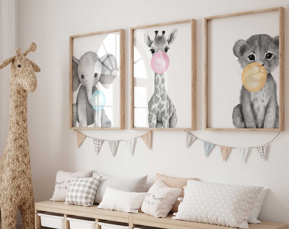 Luvia Animals Bubblegum, Animals Blowing Bubbles, Whimsical Safari ...