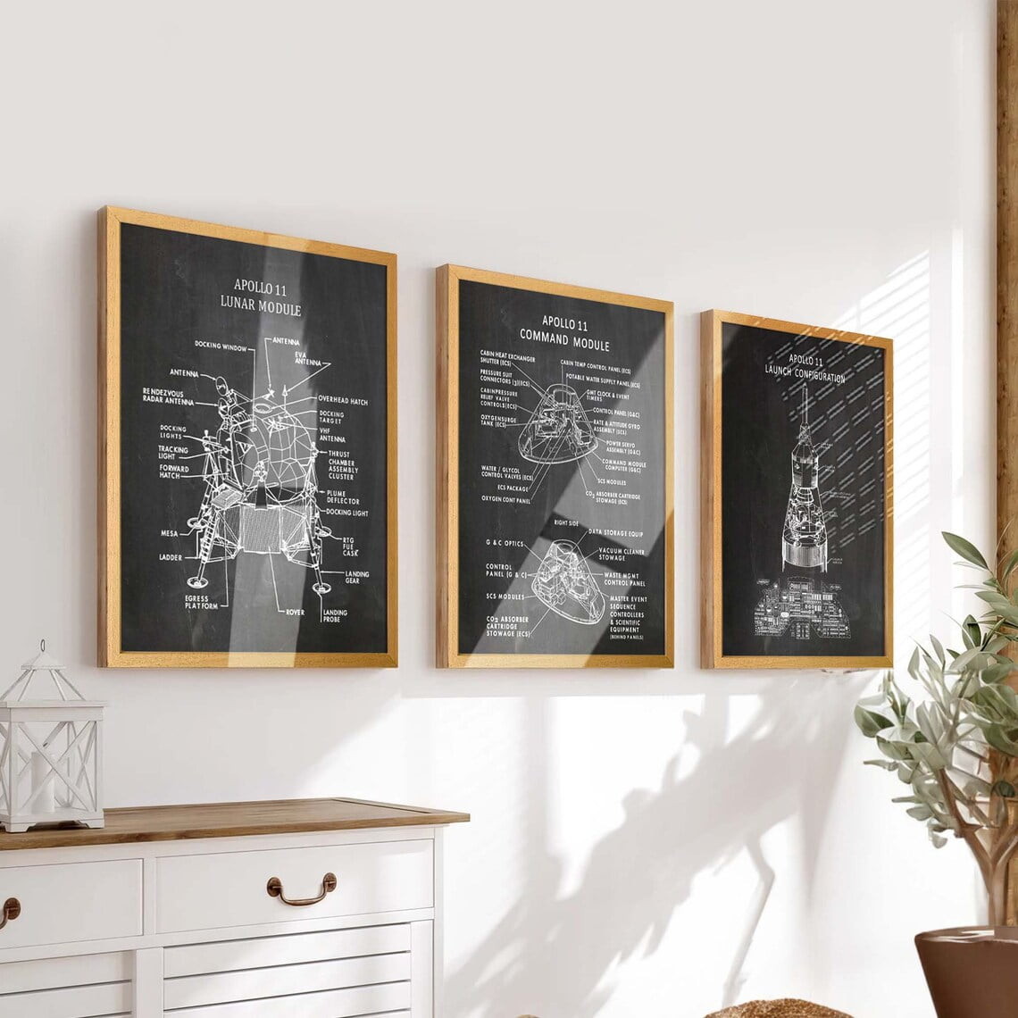 Luvia Apollo 11 Lunar Module & Command Module Technical Diagrams Set Of ...