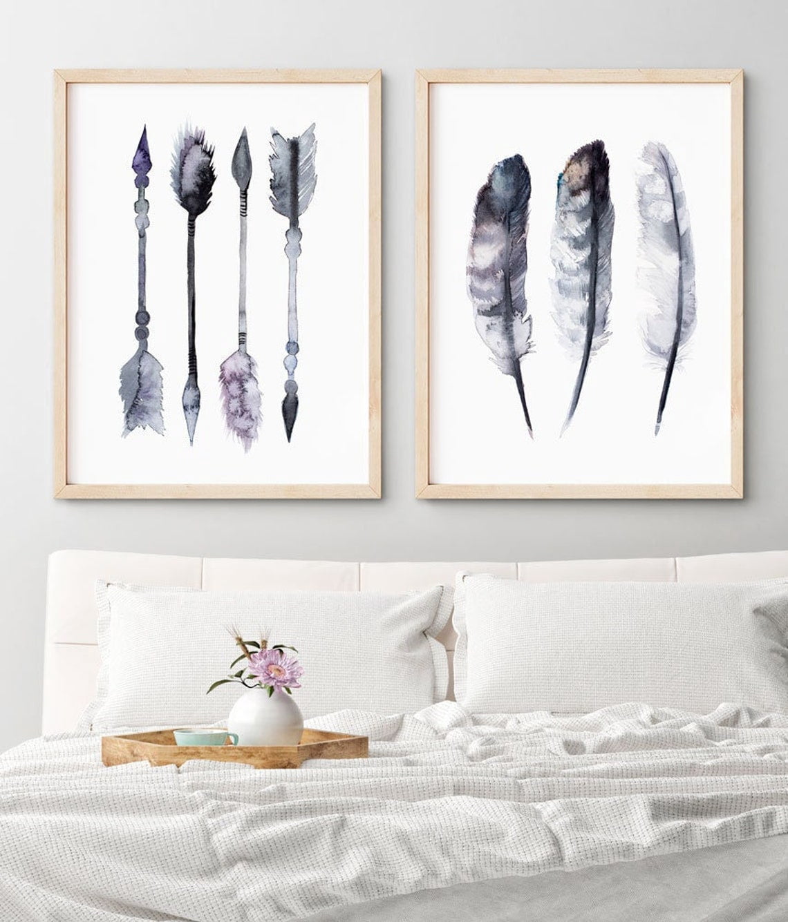 UNFFRAMED Arrows, Featherset Posters, Boho Art, Modern Minimalist, Bird ...