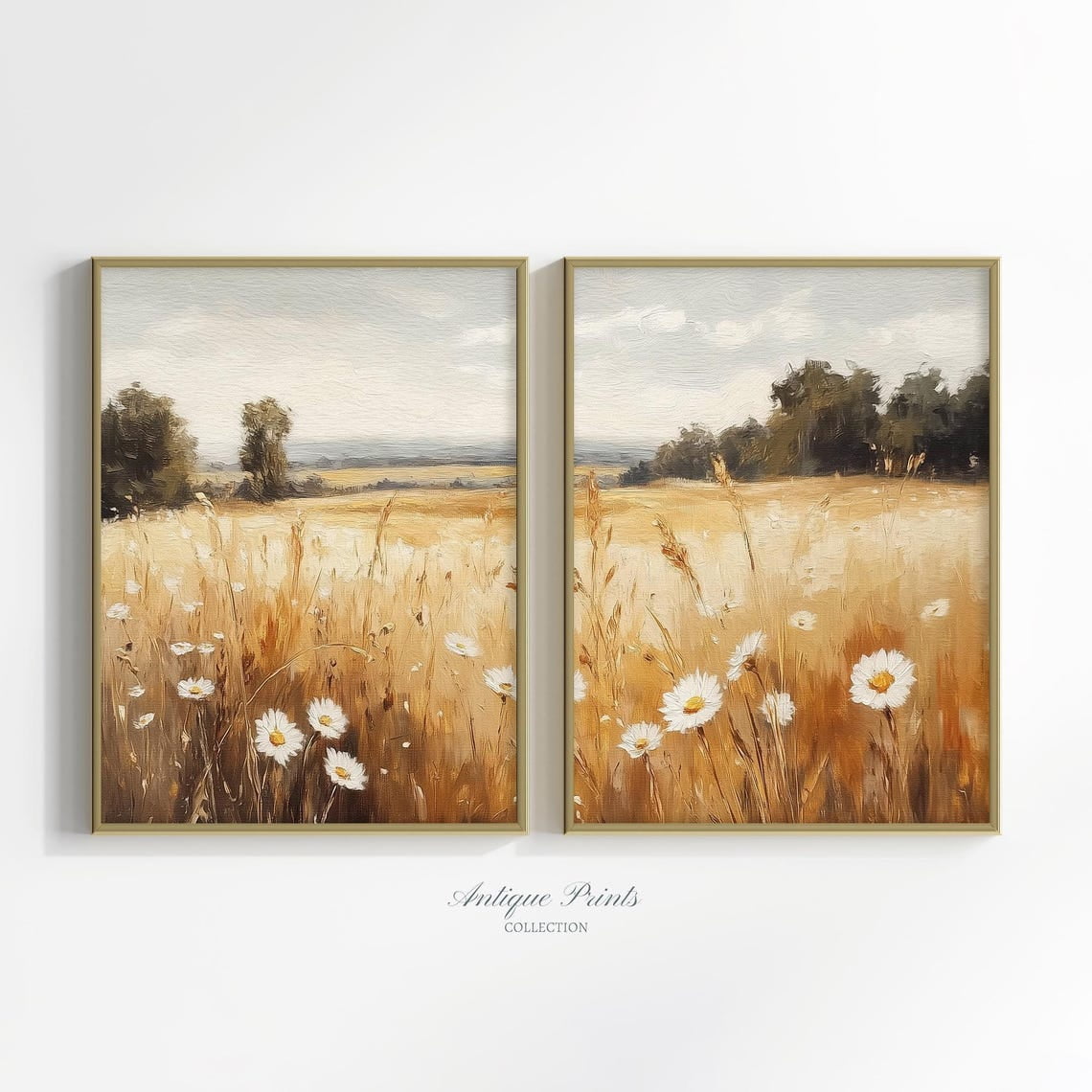 UNFFRAMED Autumn Wildflower Field Set Posters, Country 2 Pieces Fall ...