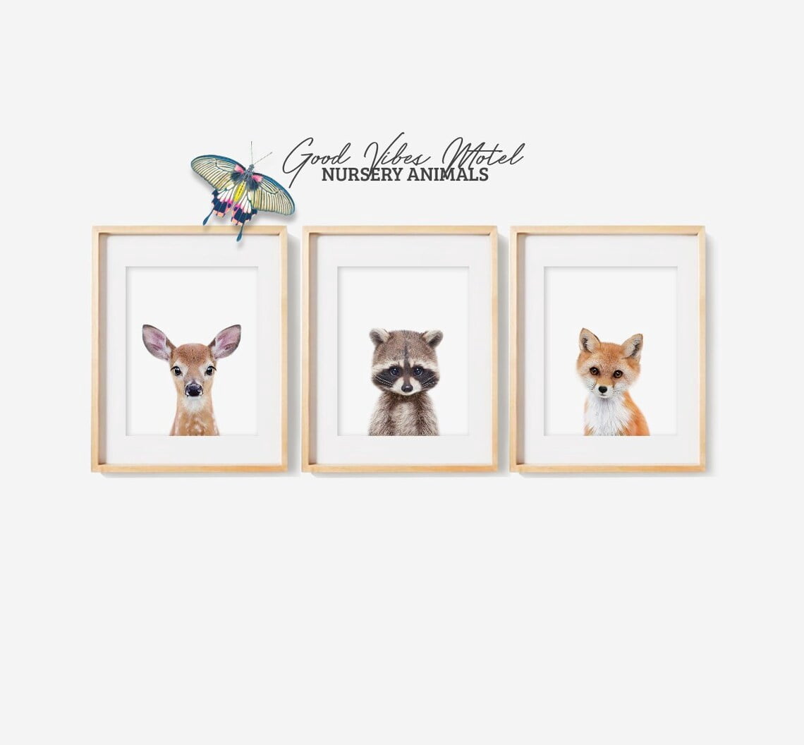UNFFRAMED Baby Animal Posters Woodland Nursery Decor, Set Of 3 Posters ...
