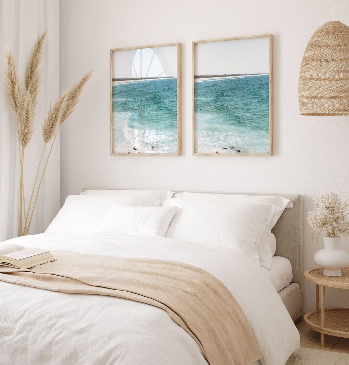 UNFFRAMED Beach Poster Set Of 2 Boho Posters Neutral Wall Art Surfboard ...