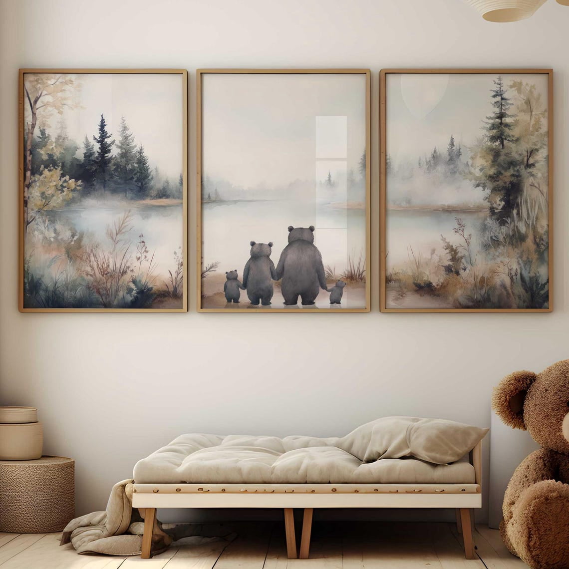 Luvia Bear Nursery Bear Family Four Bears, Animal Family Portrait, Set ...