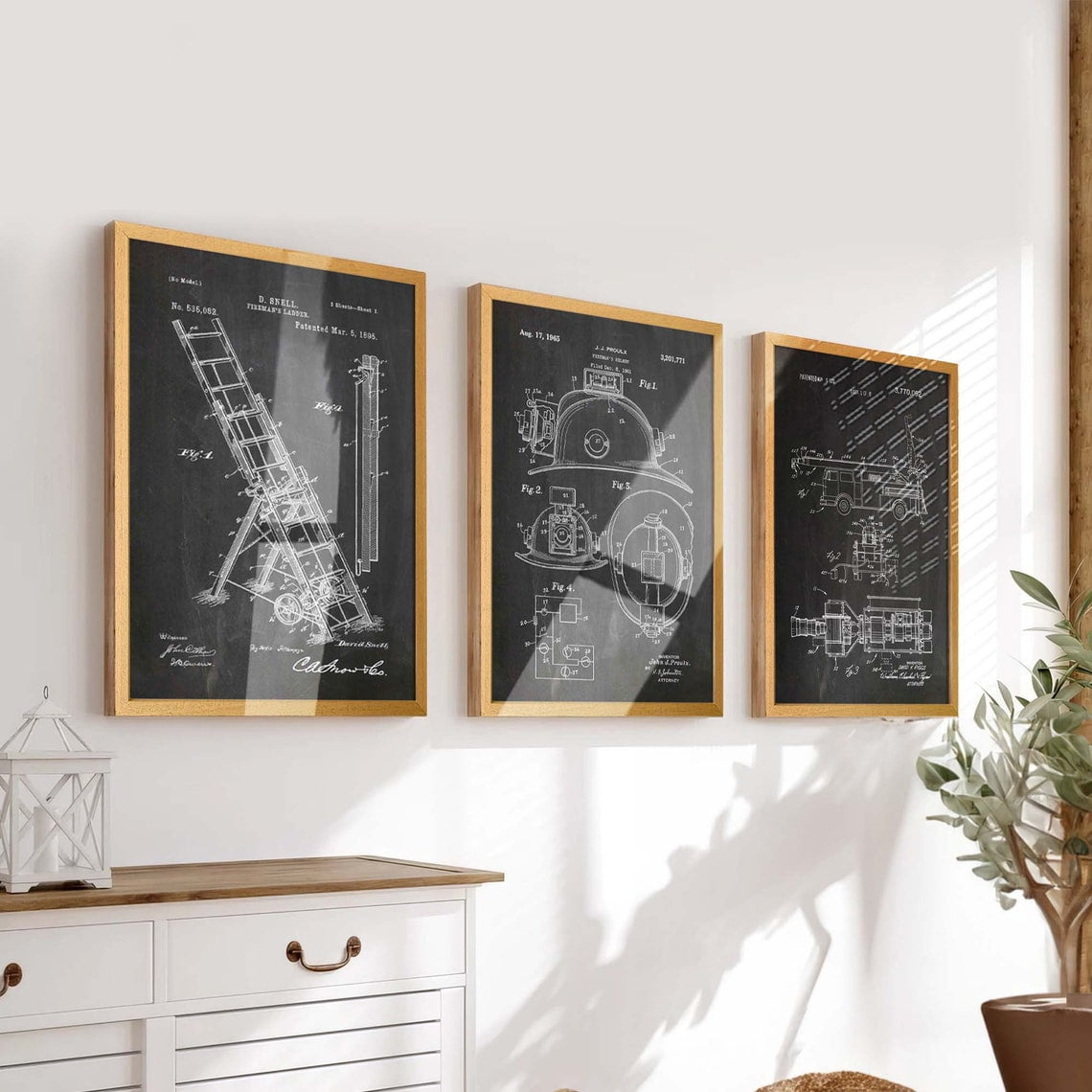 UNFFRAMED Blaze Heroes: Set Of 3 Fire Fighter Invention Patent Posters ...