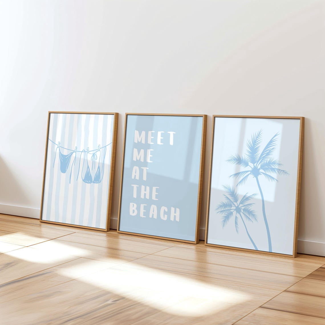 UNFFRAMED Blue Beach Posters Set, Trendy Coastal Wall Art, Beachy Wall ...