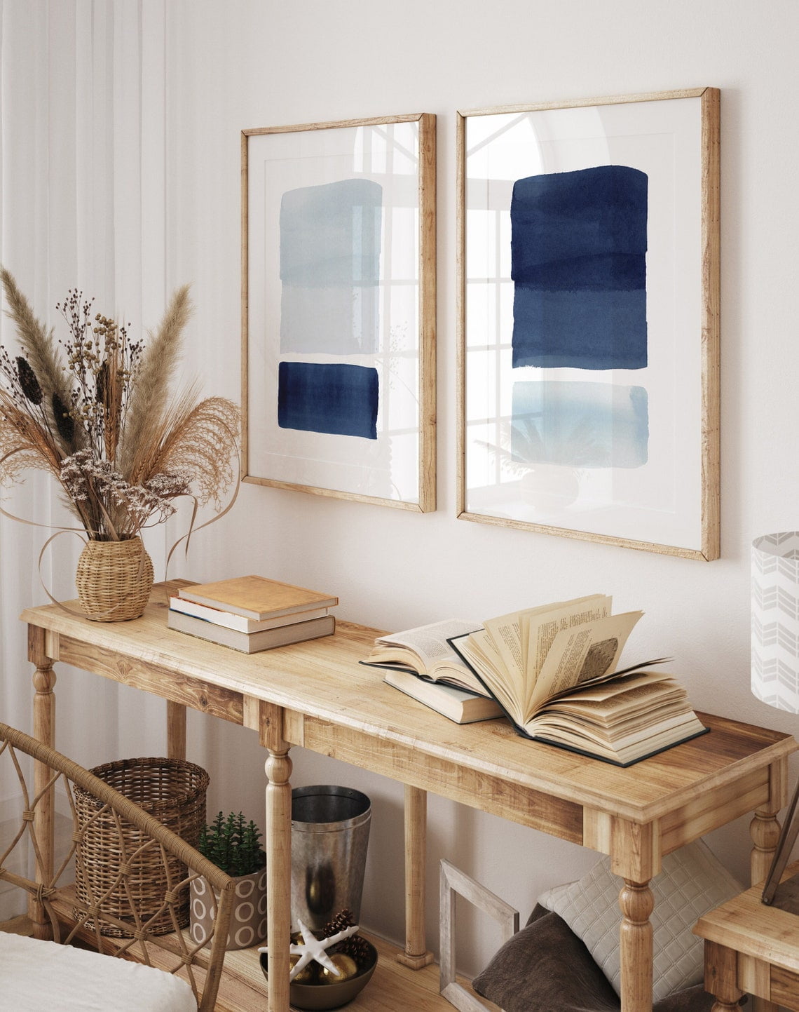 UNFFRAMED Blue Wall Art Set Posters Blue Abstract Seascape Posters ...