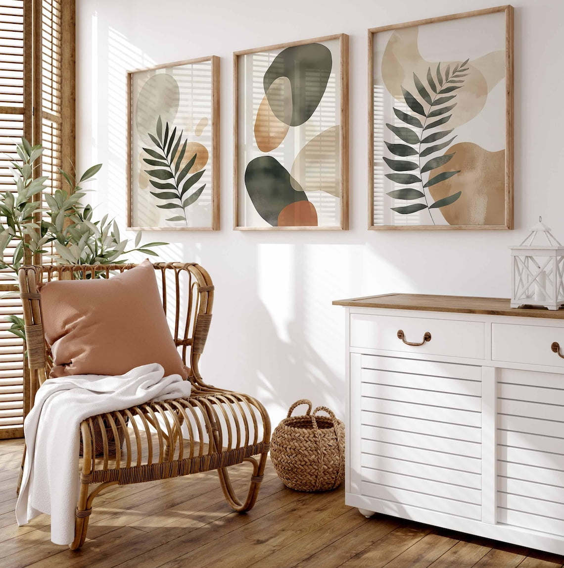UNFFRAMED Boho Abstract Wall Art Rustic Gallery Wall Art Set Of 3 Wall ...