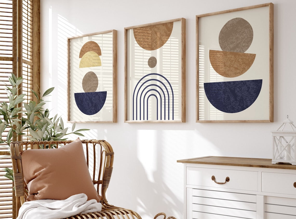 UNFFRAMED Boho Posters Set, Neutral Modern Art Set 3 Prints 20x30 ...