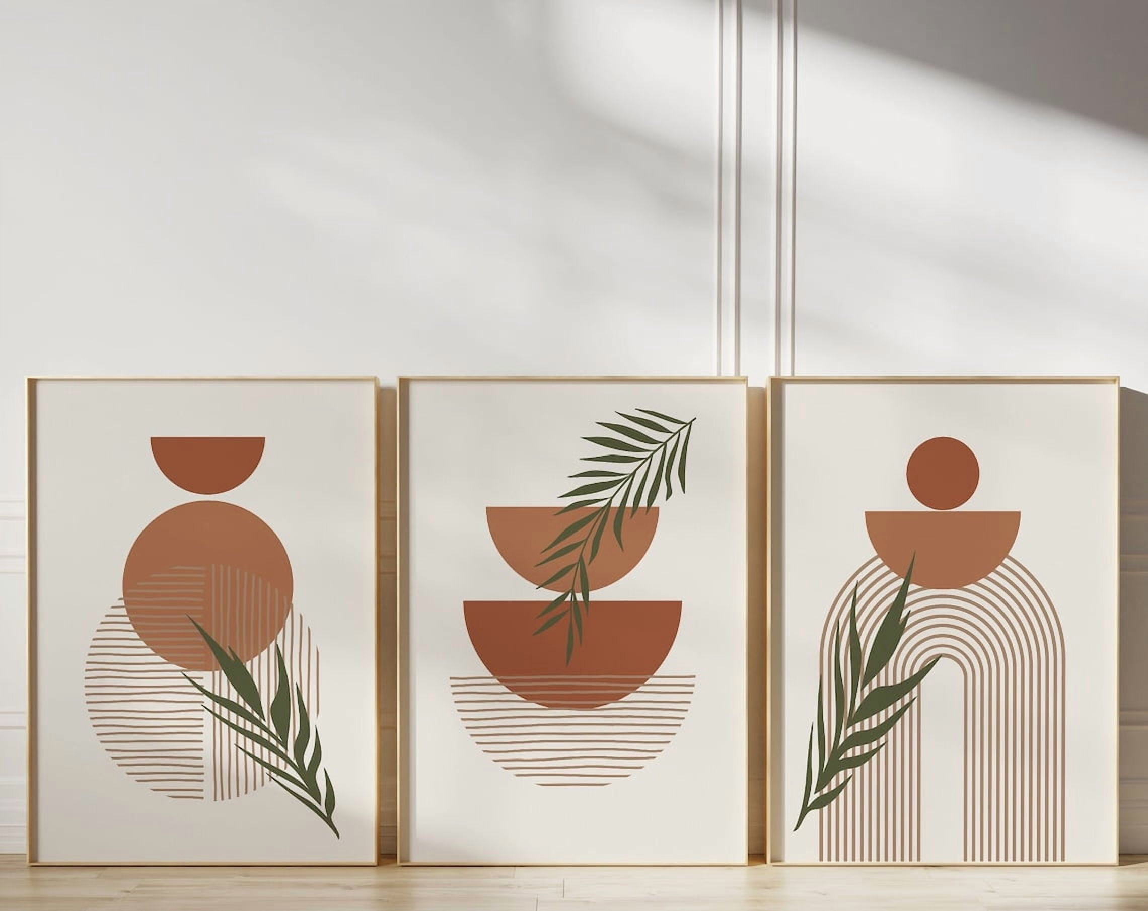 Luvia Boho Set Of 3 Proom Decor Boho, Terracotta Colors, Abstract Geometric Print, Boho, Modern ...