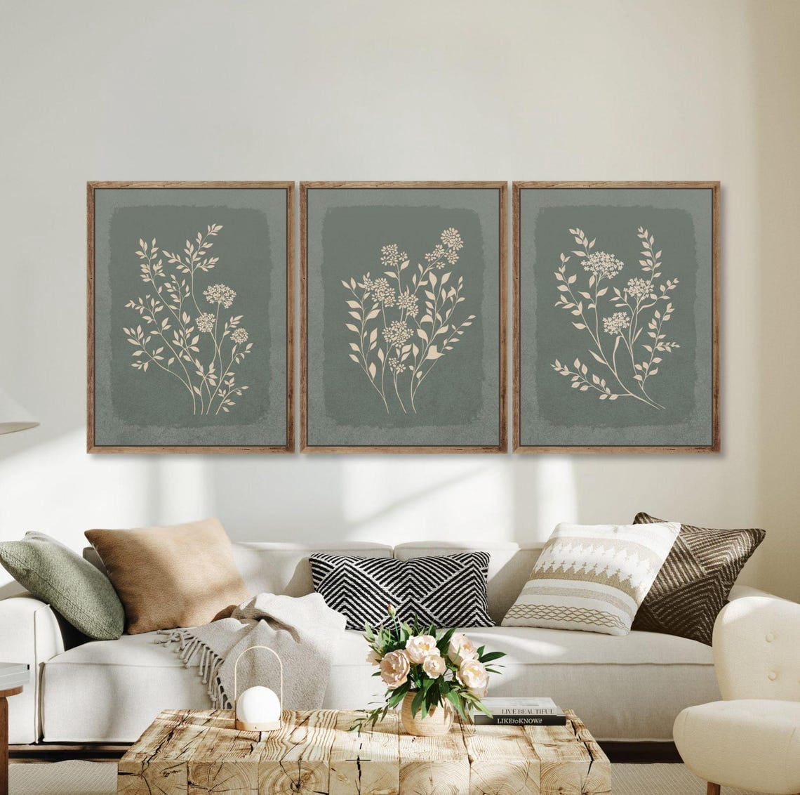 UNFFRAMED Boho Wildflower Wall Art Set, Floral Poster, Rustic Botanical ...