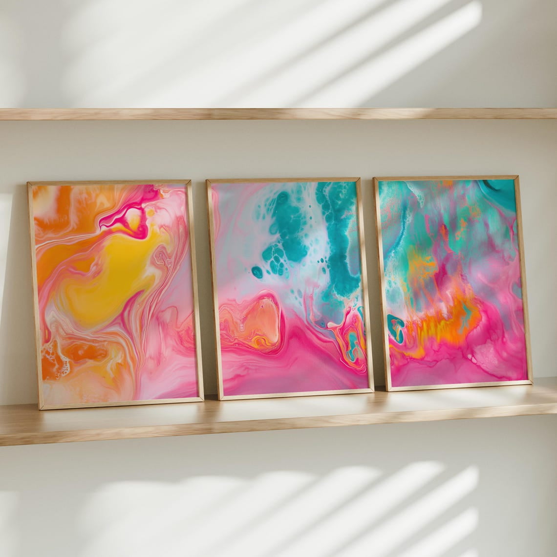UNFFRAMED Bright Colored Wall Artet Vibrant Abstract Posters, Modern ...