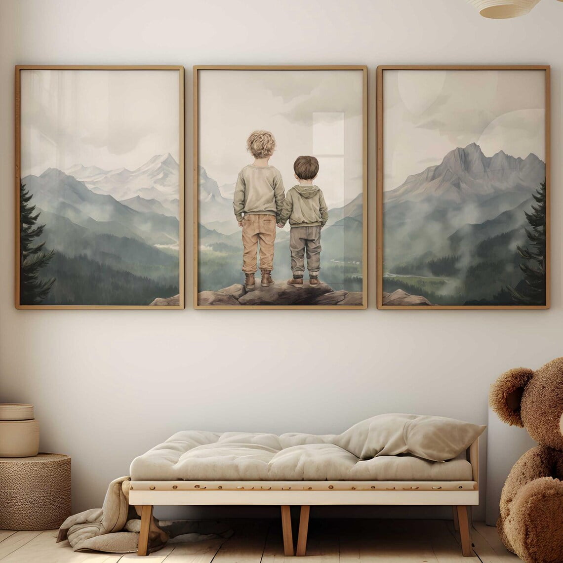 Luvia Brother Room Decor, Brother Bedroom Set Of 3, Two Boy Print, Two ...