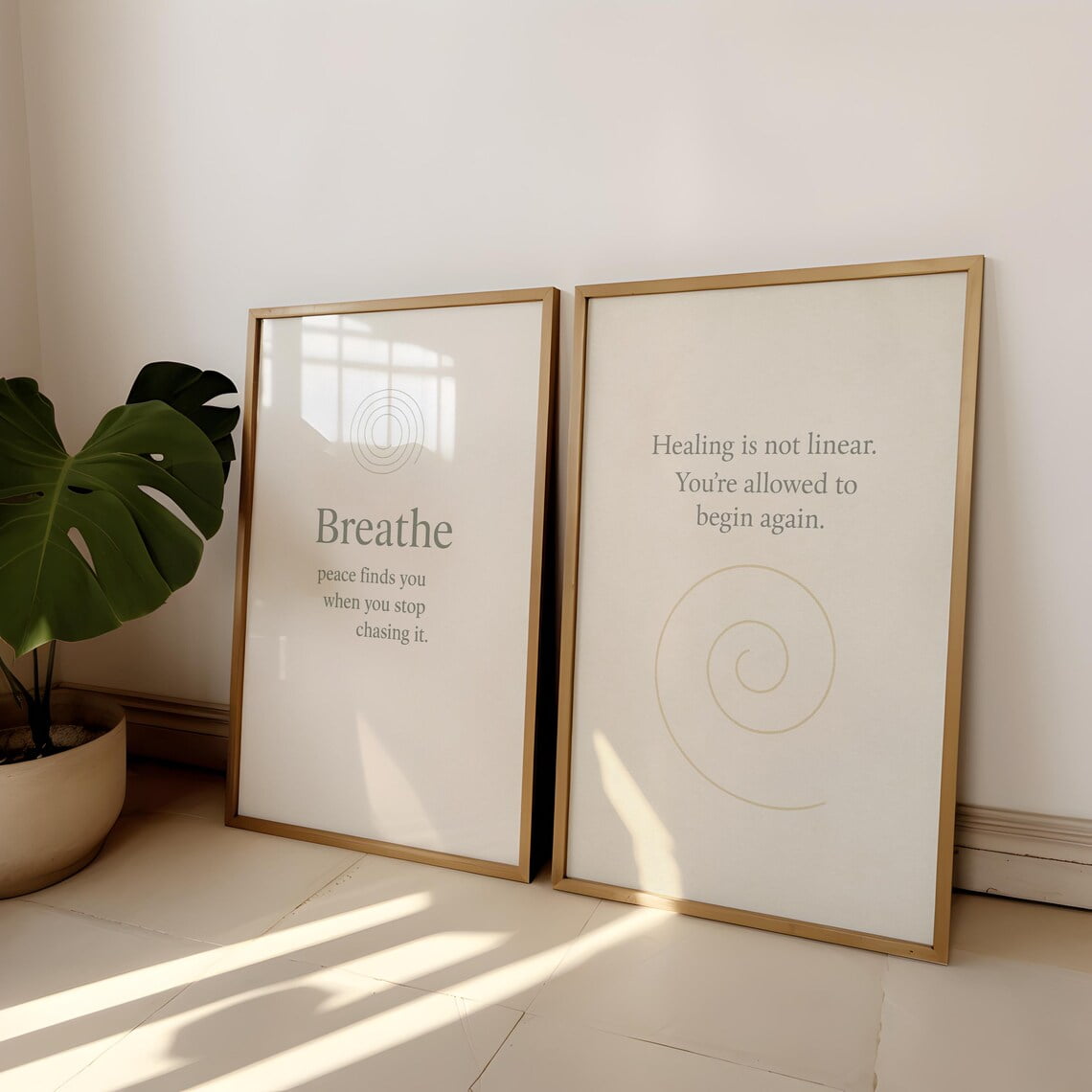 UNFFRAMED Calming Affirmation Wall Art Set Of 2 Posters, Minimalist ...