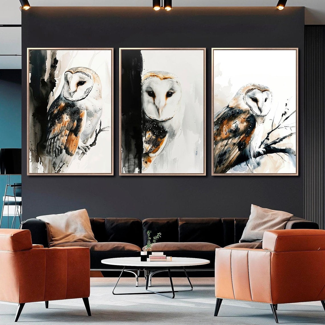 UNFFRAMED Captivating Barn Owl Set Of 3 Wall Art Owls Posters Avian ...