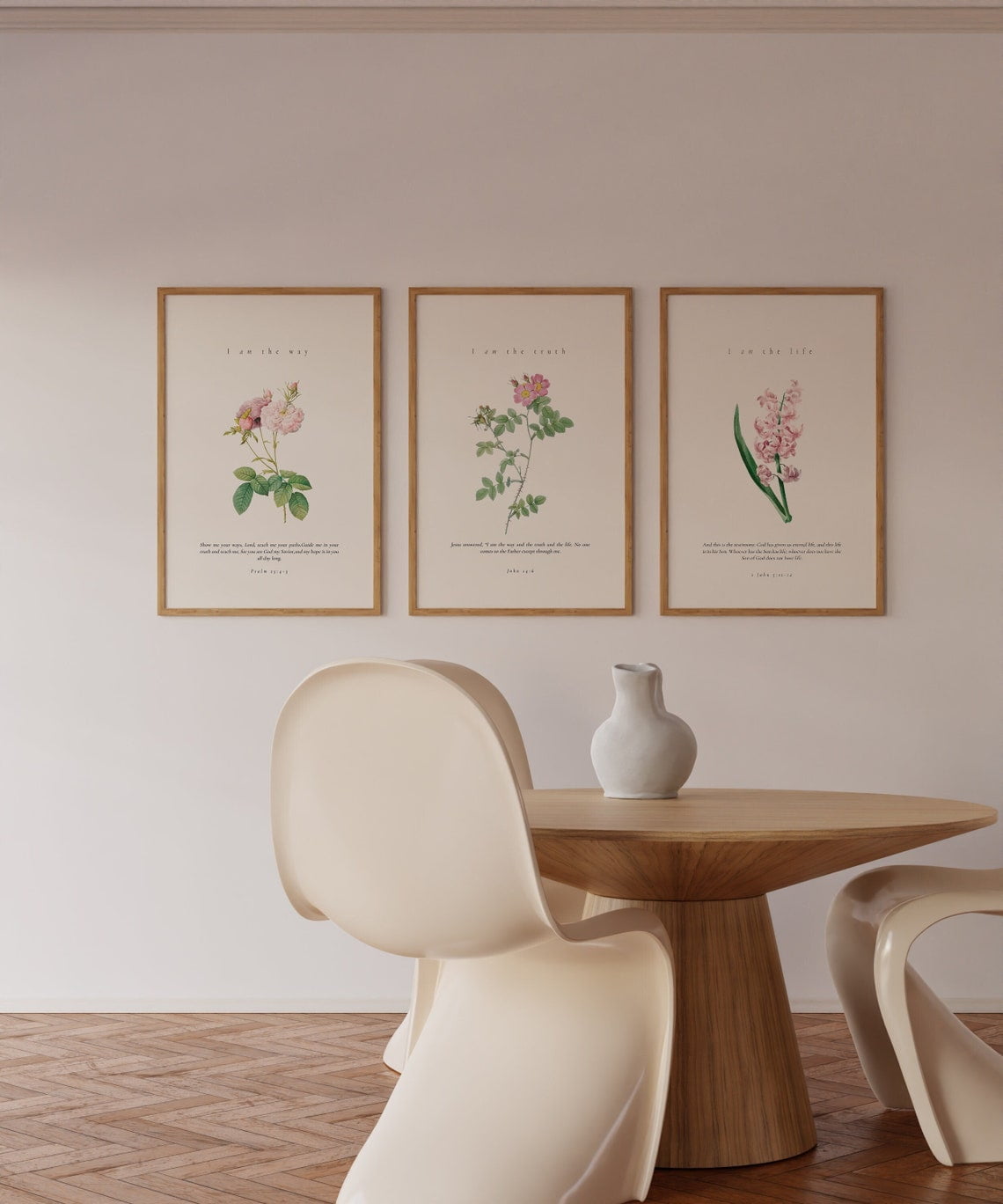 UNFFRAMED Christian Floral Set Of 3, The Way, The Truth, The Life ...