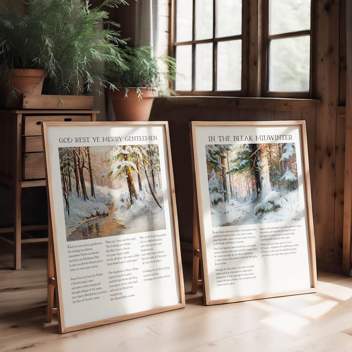 UNFFRAMED Christian Hymn Wall Art Set Of 2 Posters, "God Rest Ye Merry ...