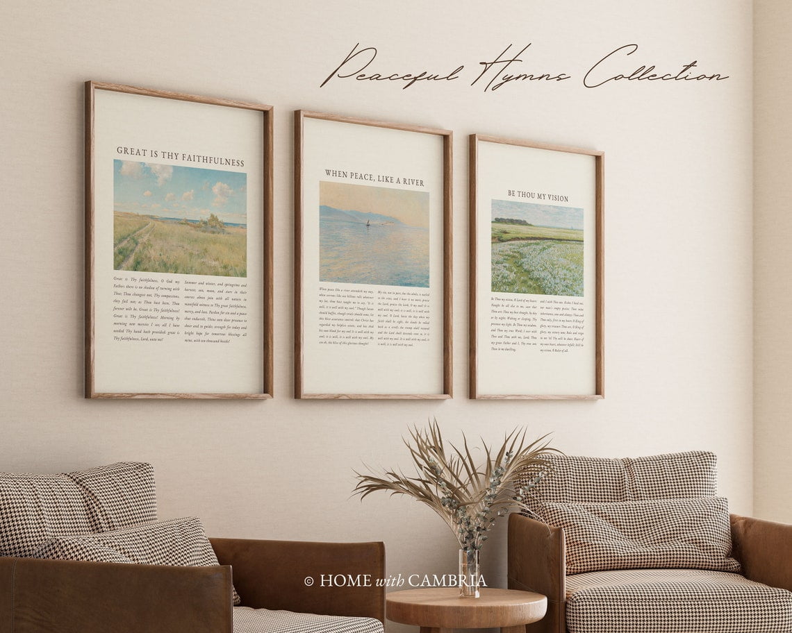 UNFFRAMED Christian Hymns Wall Art Set: Vintage Hymn Posters Set 3 ...