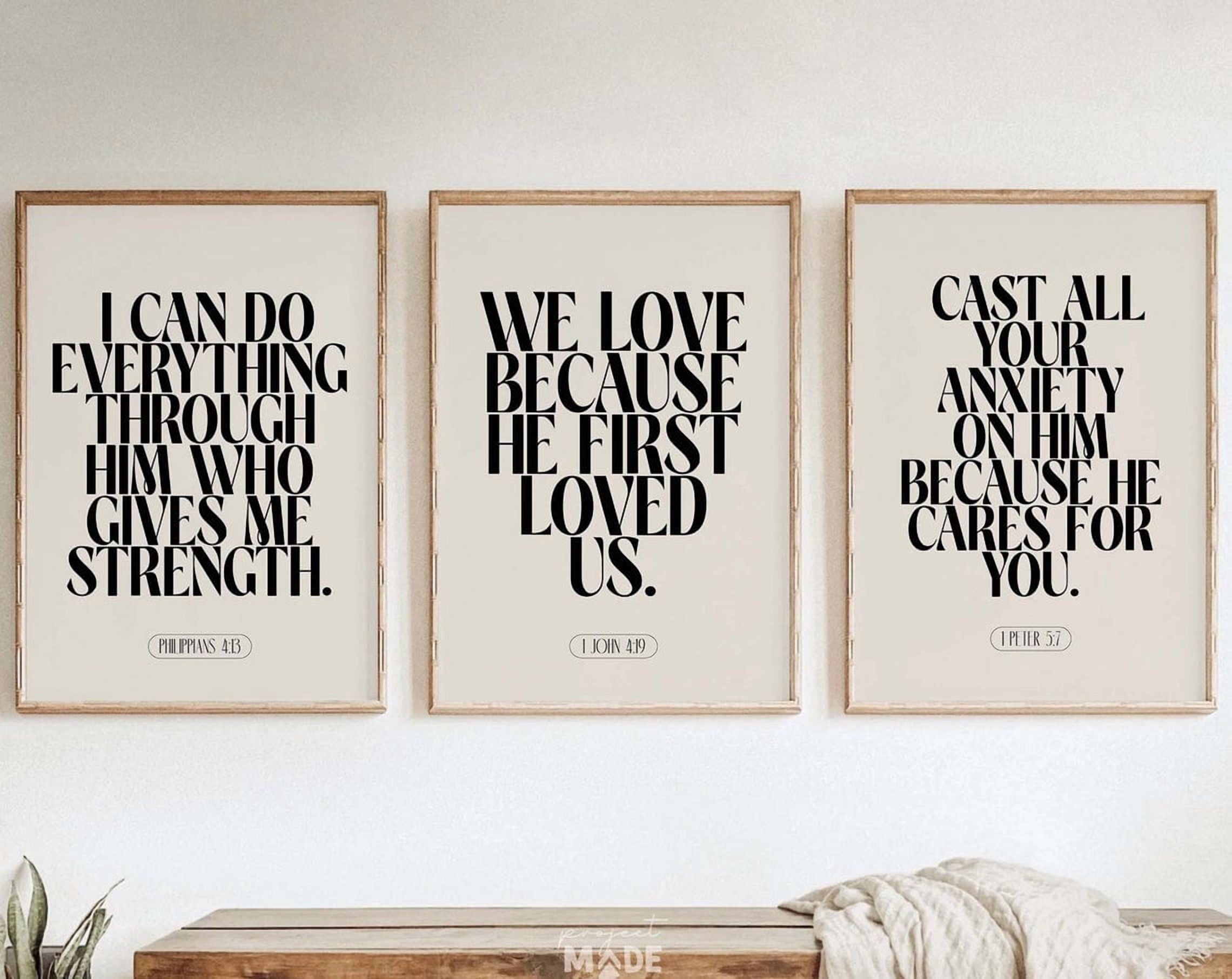 UNFFRAMED Christian Set Of 3, Philippians 4 13 Christian Modern Bible ...