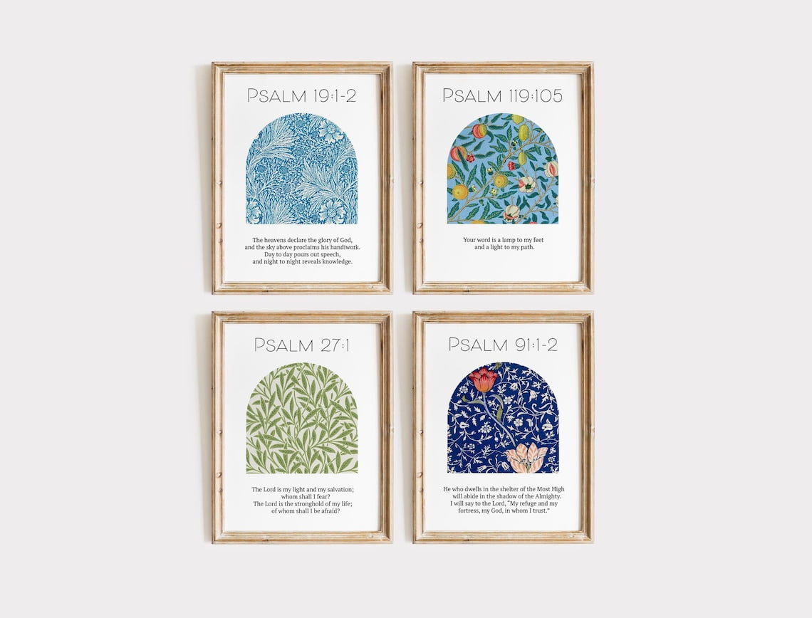 UNFFRAMED Christian Set Of 4, Psalm Posters, Scripture, Bible Verse ...