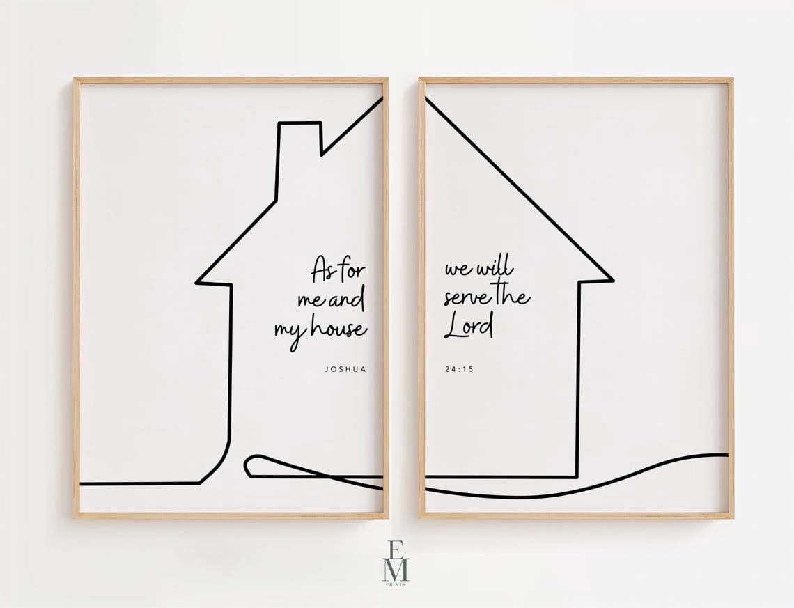 UNFFRAMED Christian Wall Art, Joshua 24:15, As For Me And My House, 2 ...