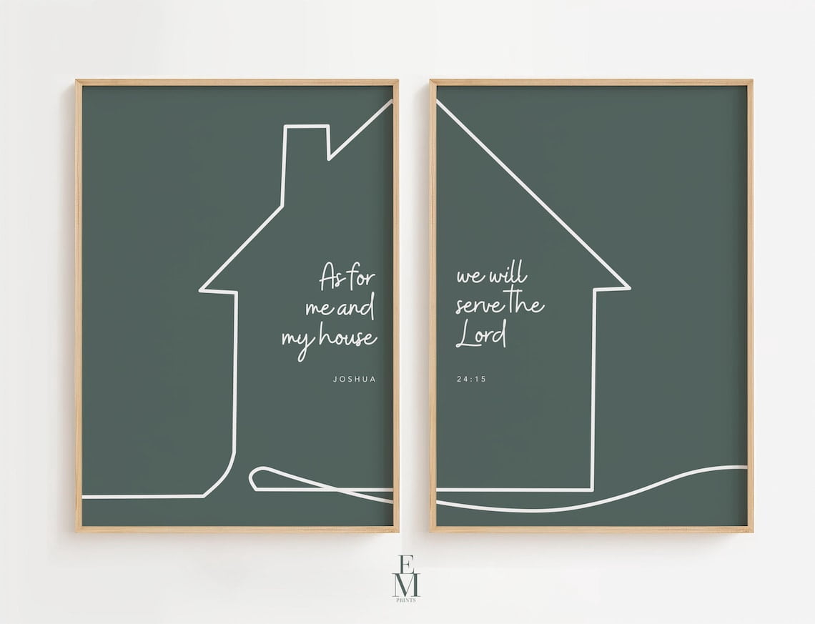 UNFFRAMED Christian Wall Art, Joshua 24:15, As For Me And My House, 2 ...