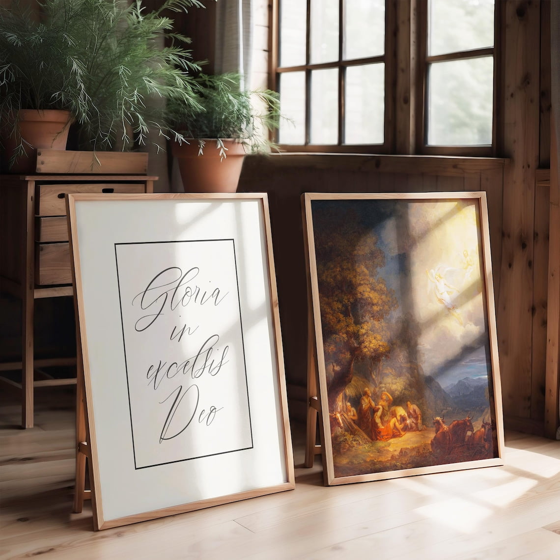 UNFFRAMED Christian Wall Art Set Of 2 Posters, "Gloria In Excelsis Deo ...