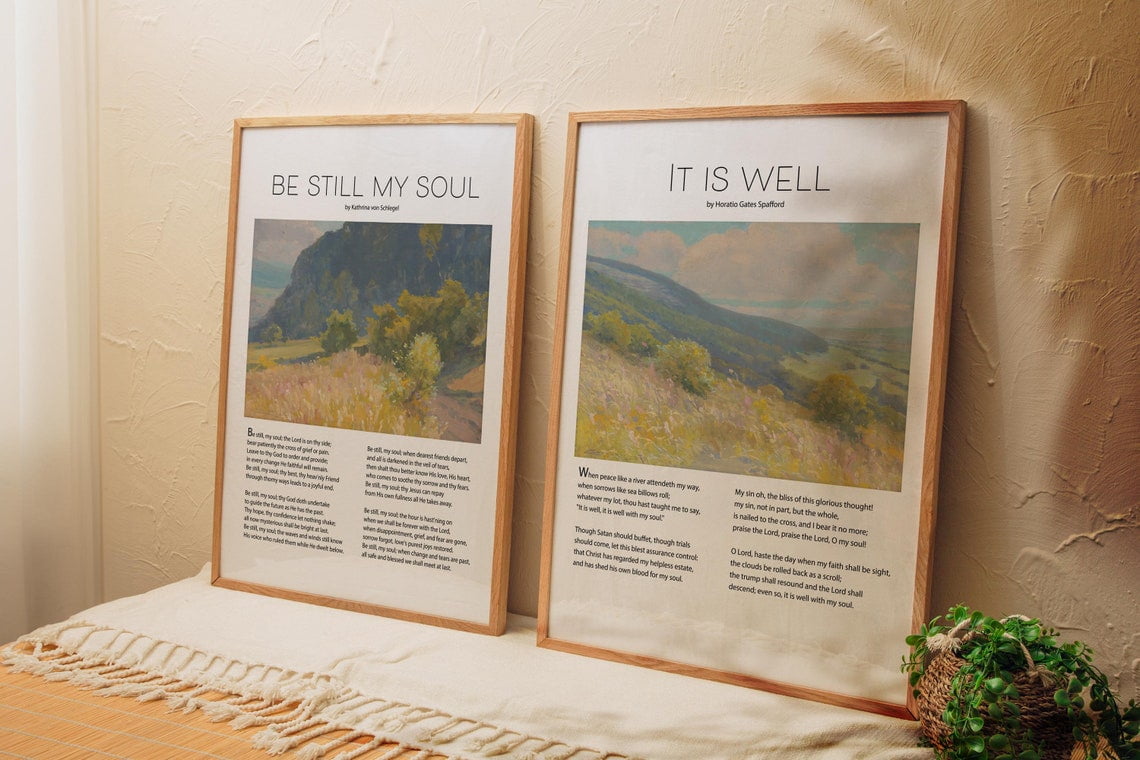 UNFFRAMED Christian Wall Art Set Of 2, Vintage Style Hymn Posters For ...