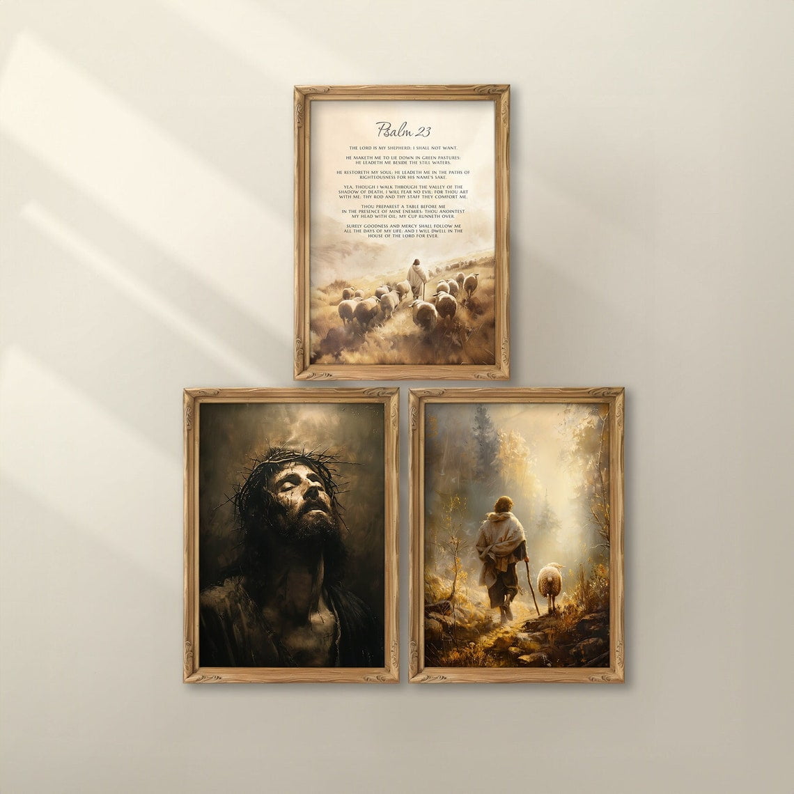 UNFFRAMED Christian Wall Art Set Of Three, Parable Of The Lost Sheep ...