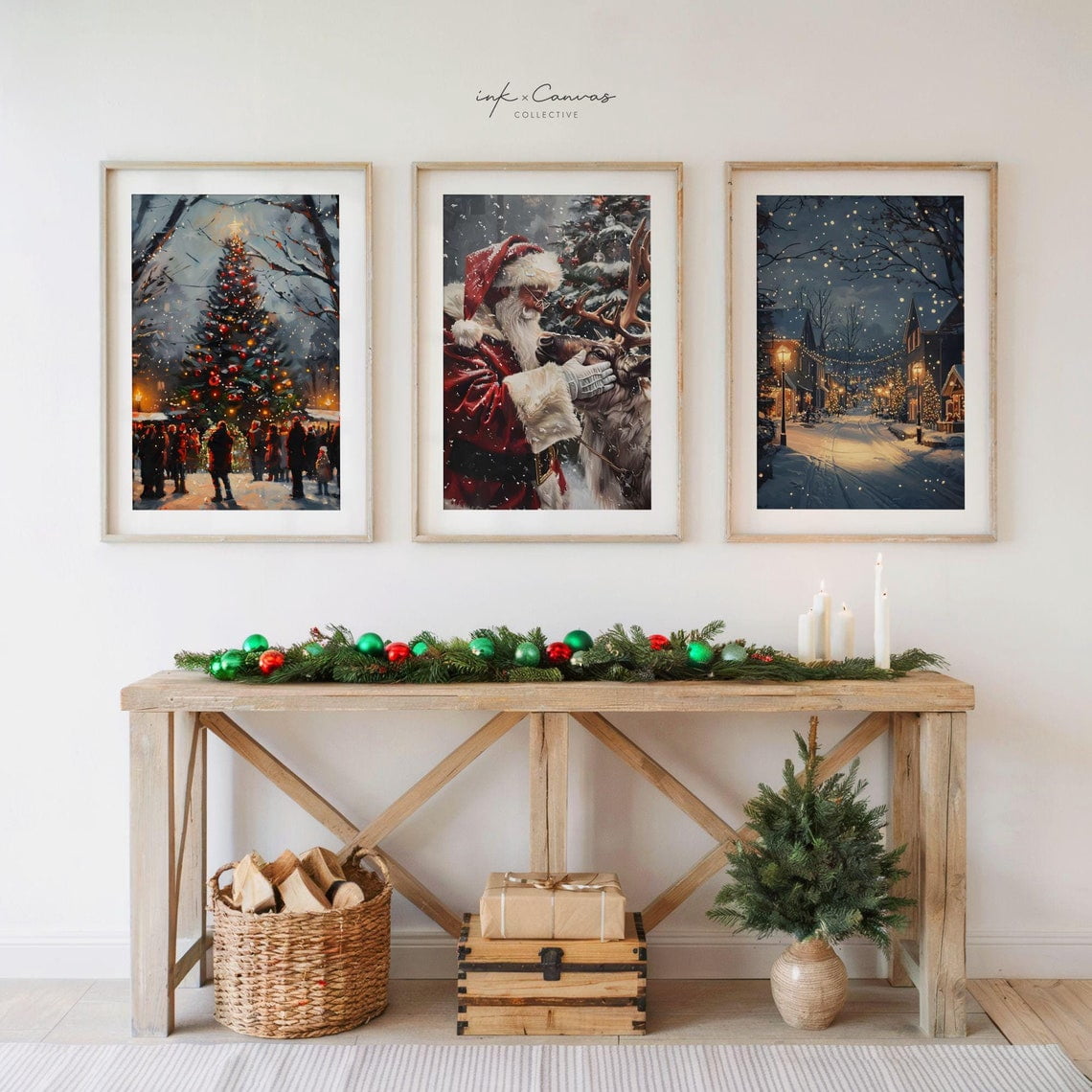 UNFFRAMED Classic Winter Holiday Set Posters Vintage Xmas Poster ...