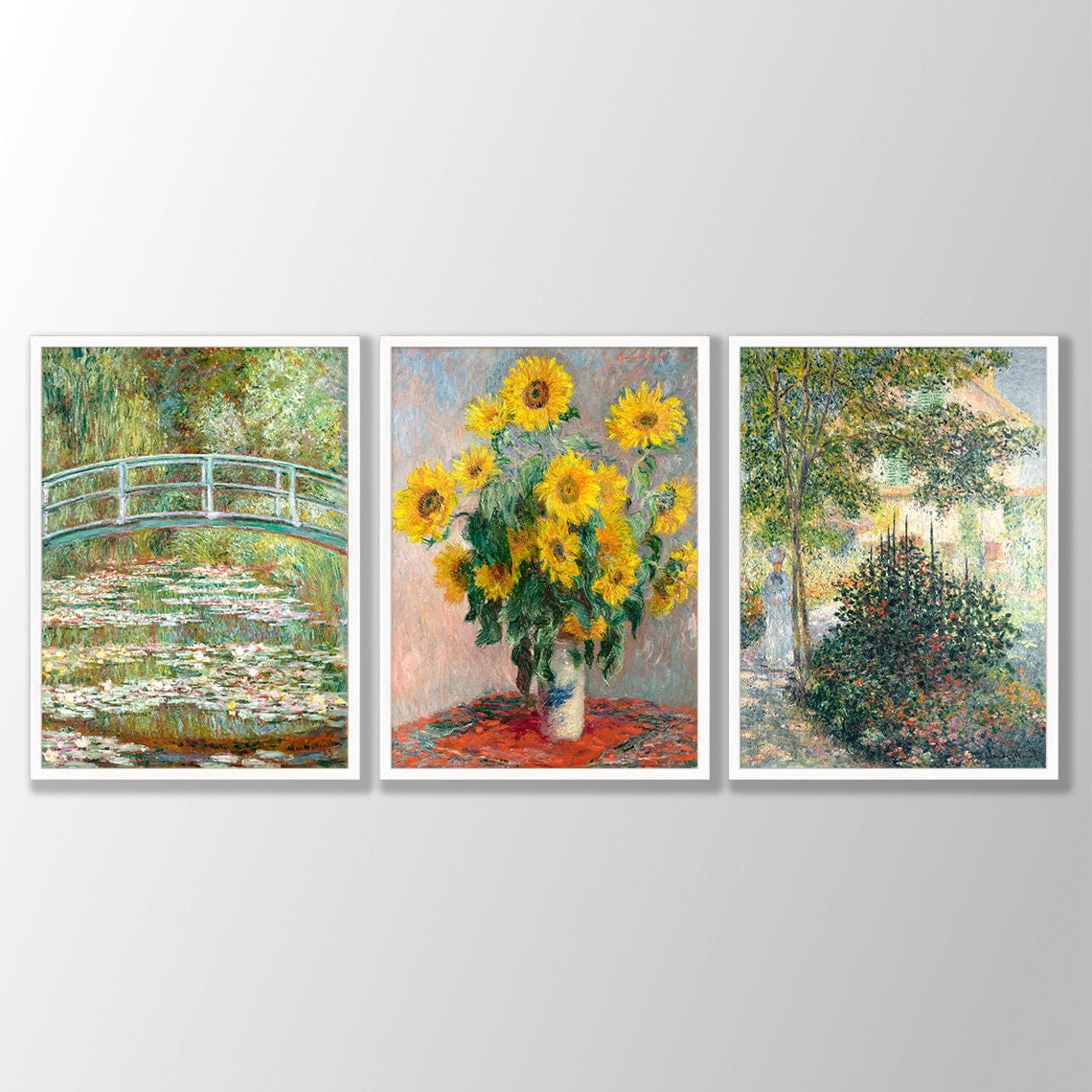 UNFFRAMED Claude Monet Prints Set, Landscape & Sunflower Impressionist ...