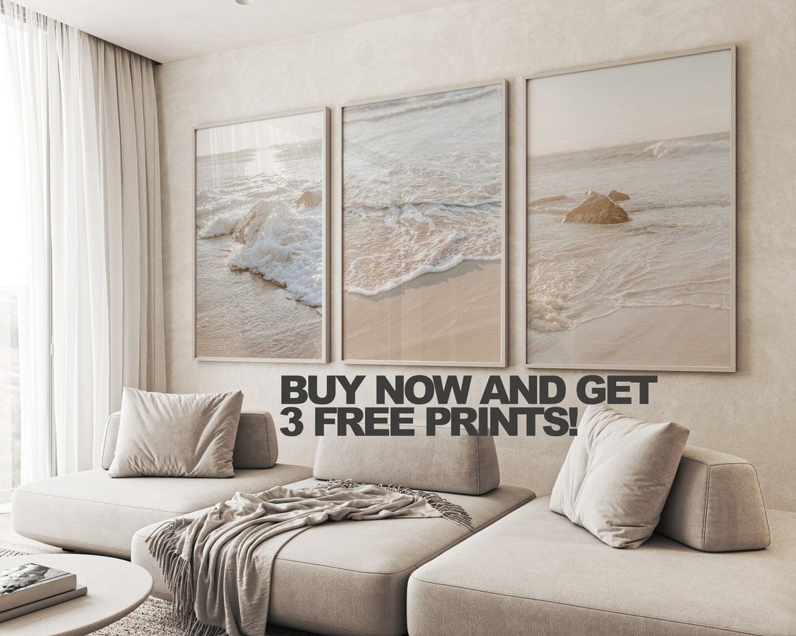 UNFFRAMED Coastal Wall Posters Set Of 3 Beach Posters Boho Beach Wall ...