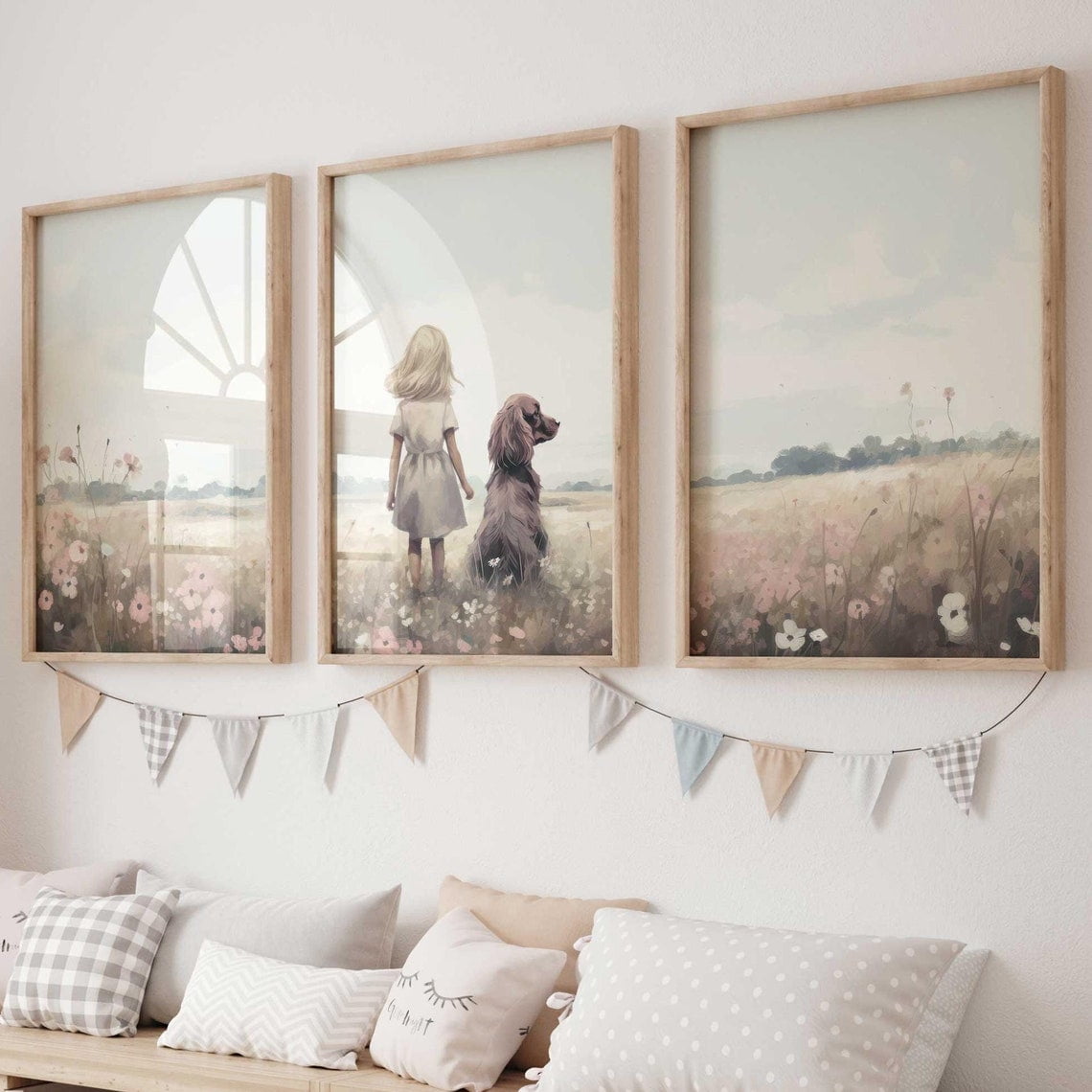 Luvia Cockerpaniel Nursery Art, Girl & Dog Poster, Dog Nursery Decor ...