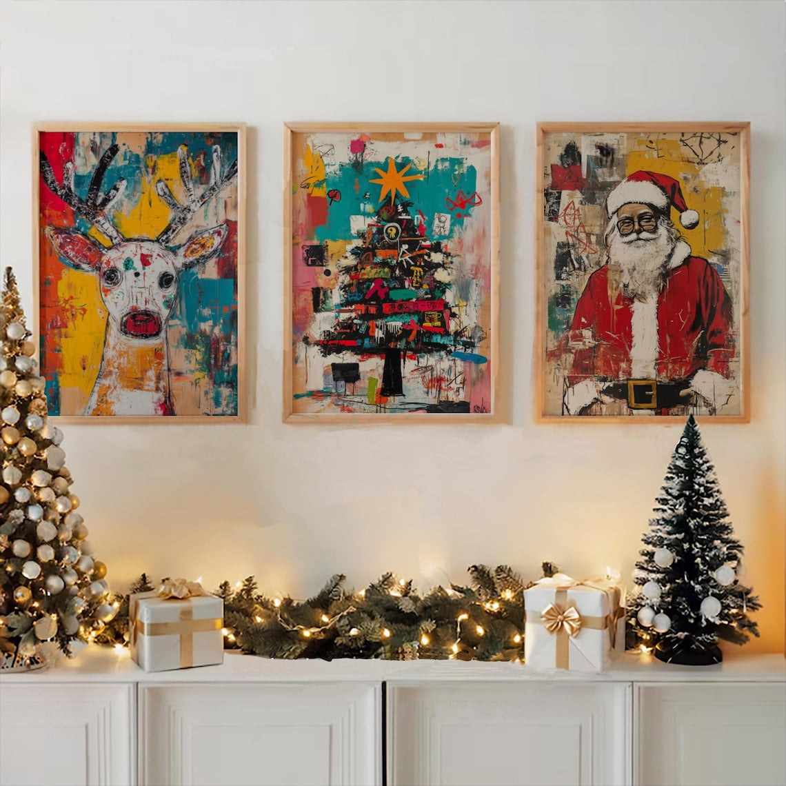 UNFFRAMED Colorful Set Of 3 Posters 3 Piece Wall Art Basquiat Poster ...