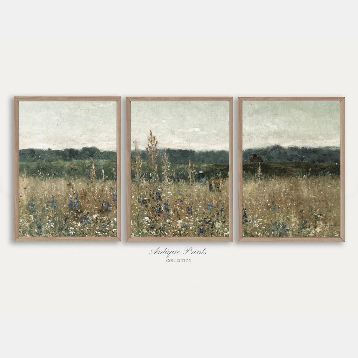 UNFFRAMED Country 3 Pieces Vintage Wall Art, Wildflower Field Set ...