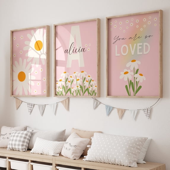UNFFRAMED Daisy Nursery Posters, Daisy Wall Art, You Are So Loved ...