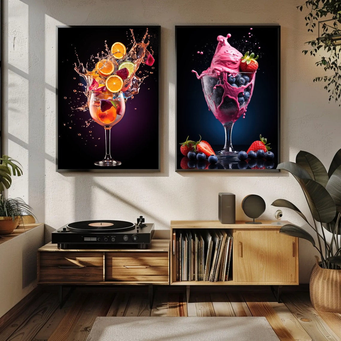 UNFFRAMED Desert & Cocktail Wall Art Set Of 2, Poster, Posters, Kitchen ...