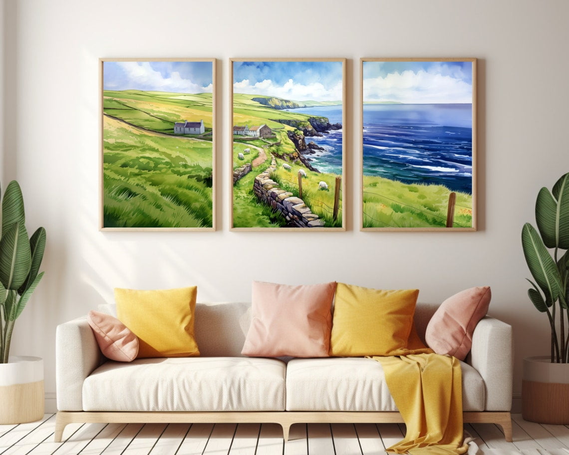 UNFFRAMED Dingle Peninsula Poster Set Of 3, Ireland Travel Wall Art ...