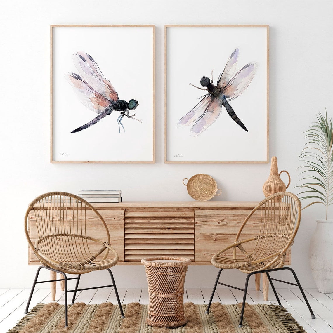 UNFFRAMED Dragonfly Set Posters, Boho Art, Animal Illustration, Modern ...