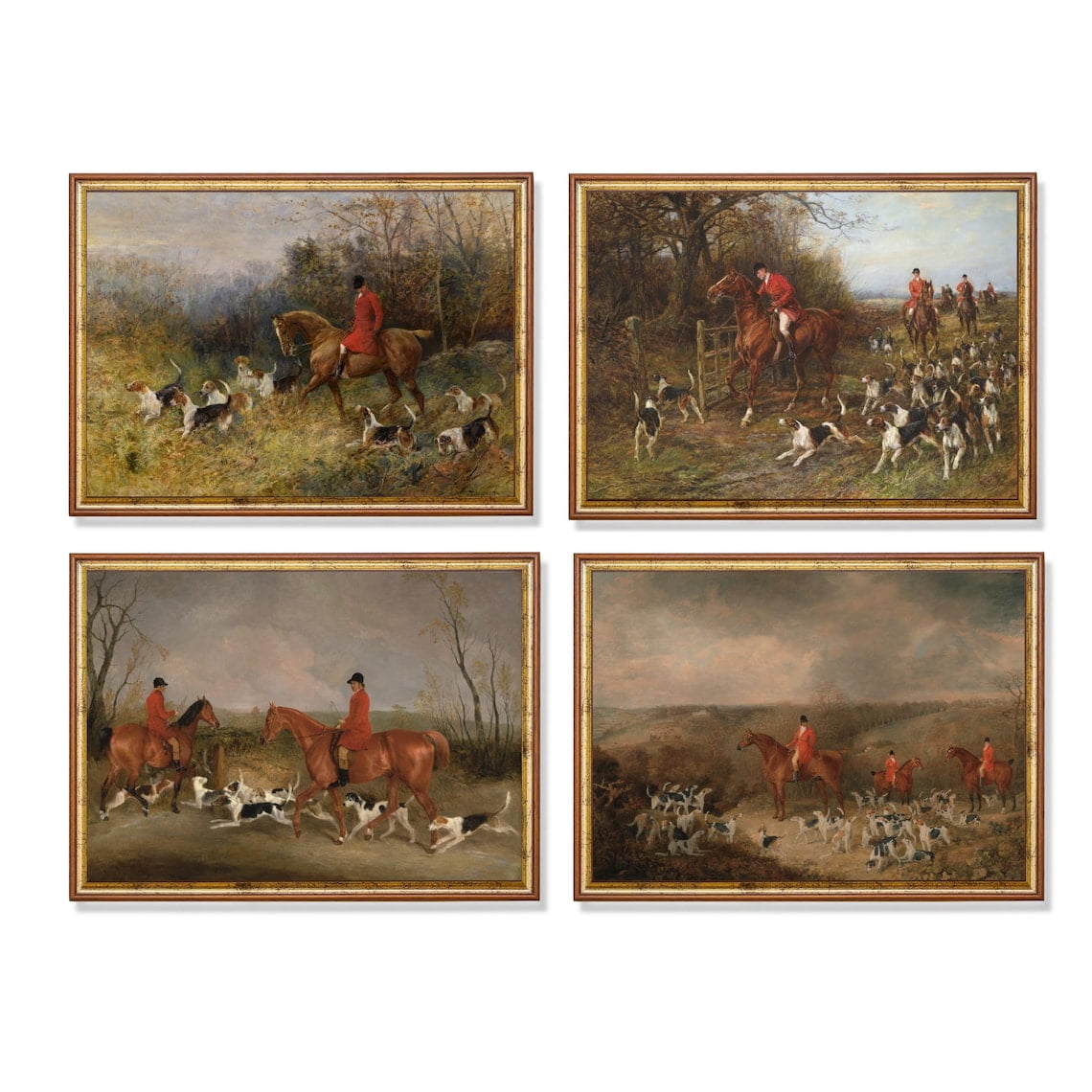 UNFFRAMED Equestrian Fox Hunting Posters Set Vintage English Art Set 4 ...